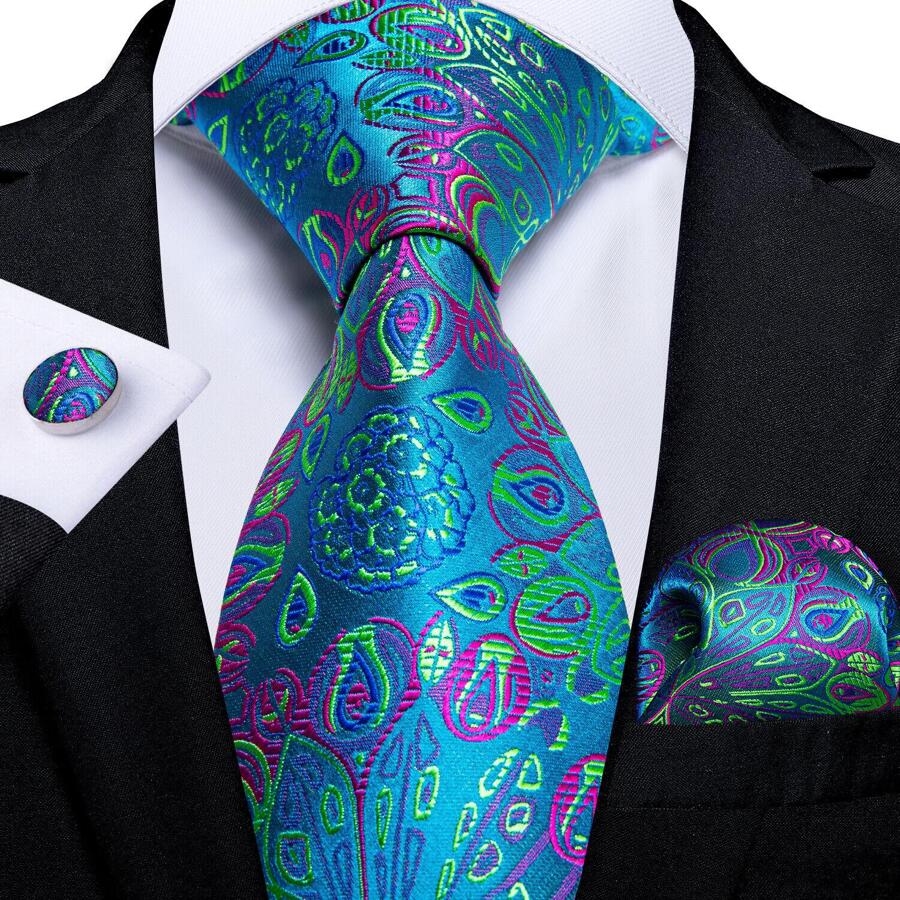 Men Embroidery Tie & Handkerchief & Cufflinks | SHEIN USA
