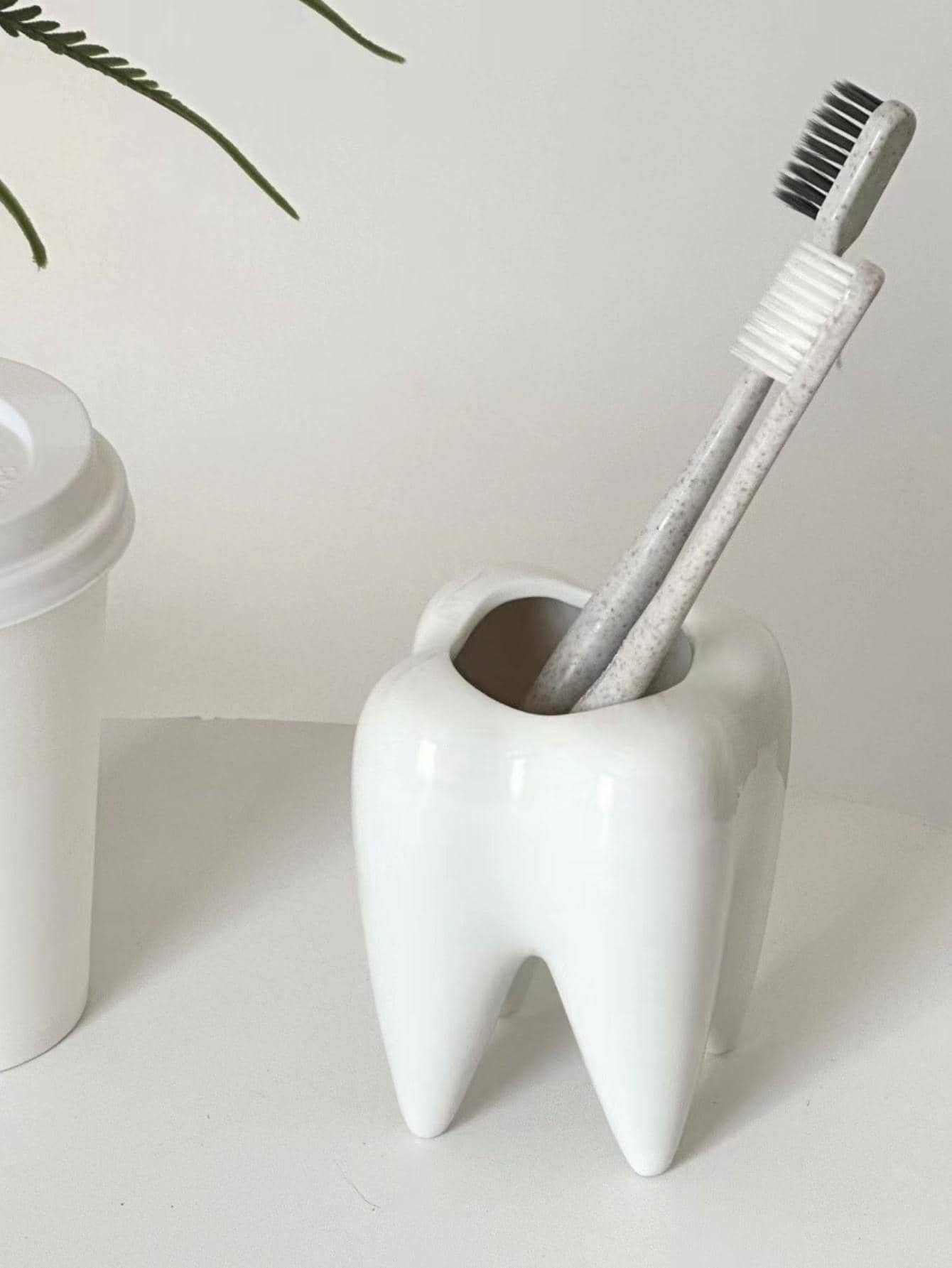 1pc Tooth Shaped Toothbrush Holder Home Bathroom Decor Fall Decor Back ...