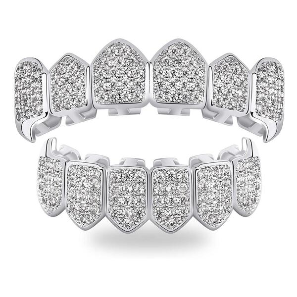For Men And Women Grills Teeth All Iced Out Cubic Zirconia Top And ...