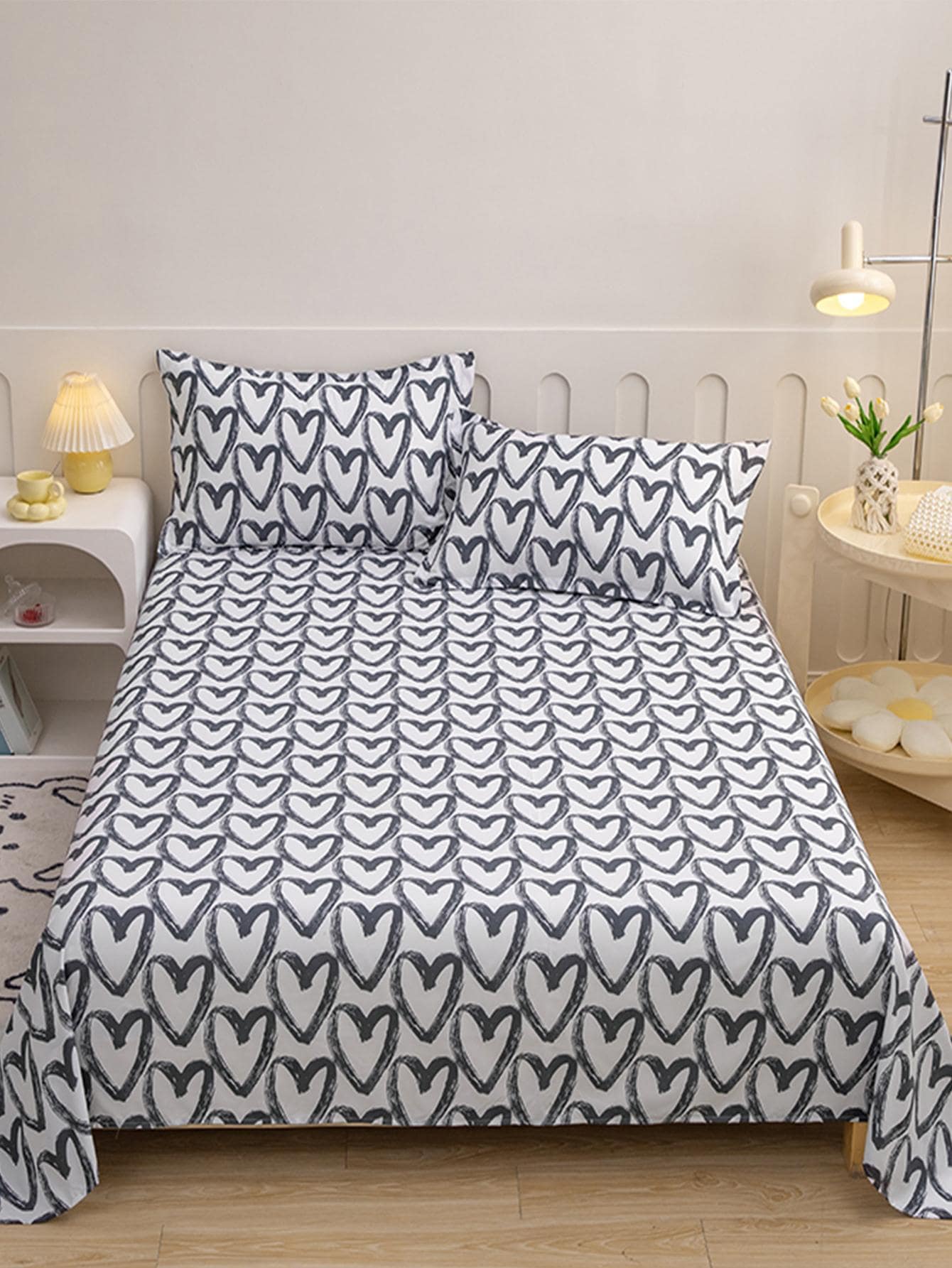 1pc Heart Pattern Flat Sheet | SHEIN EUR