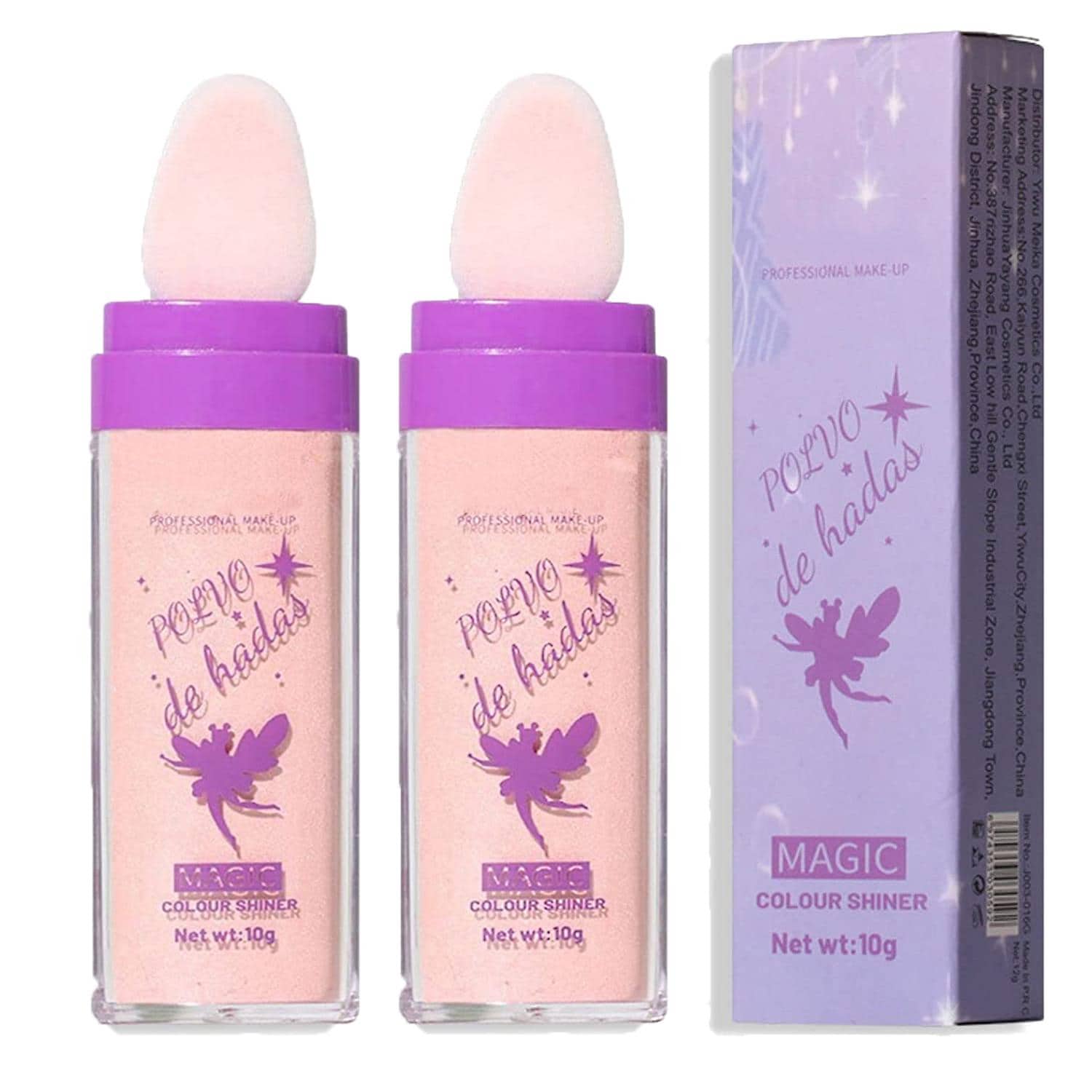 2pcs Polvo De Hadas Kit, Pink Glitter Highlighting Patting Powder ...