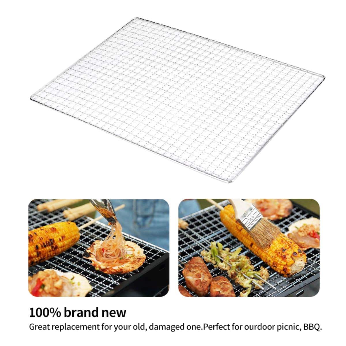 BBQ Grill Iron Net Wire Mesh Camping Barbecue Outdoor Picnic 25x40cm ...