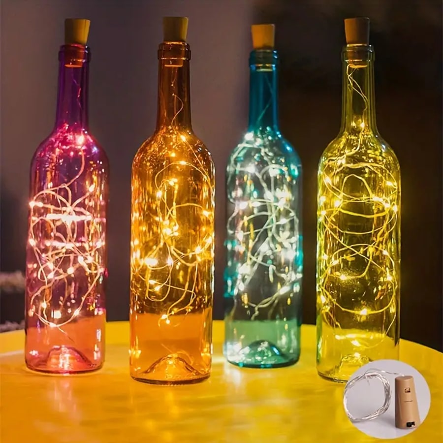 1pc, LED Wine Bottle Lights With , Lights Fairy Mini String Lights For ...