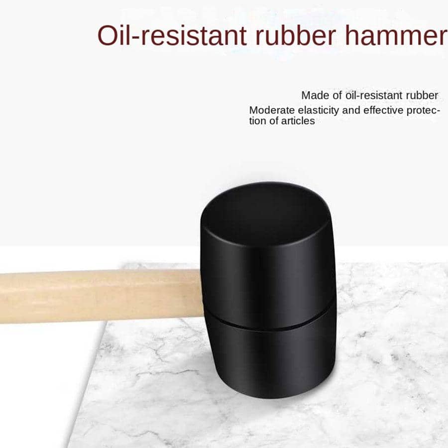 1pc 900g Black Rubber Hammer With Oval Wooden Handle & Hitting Surface ...