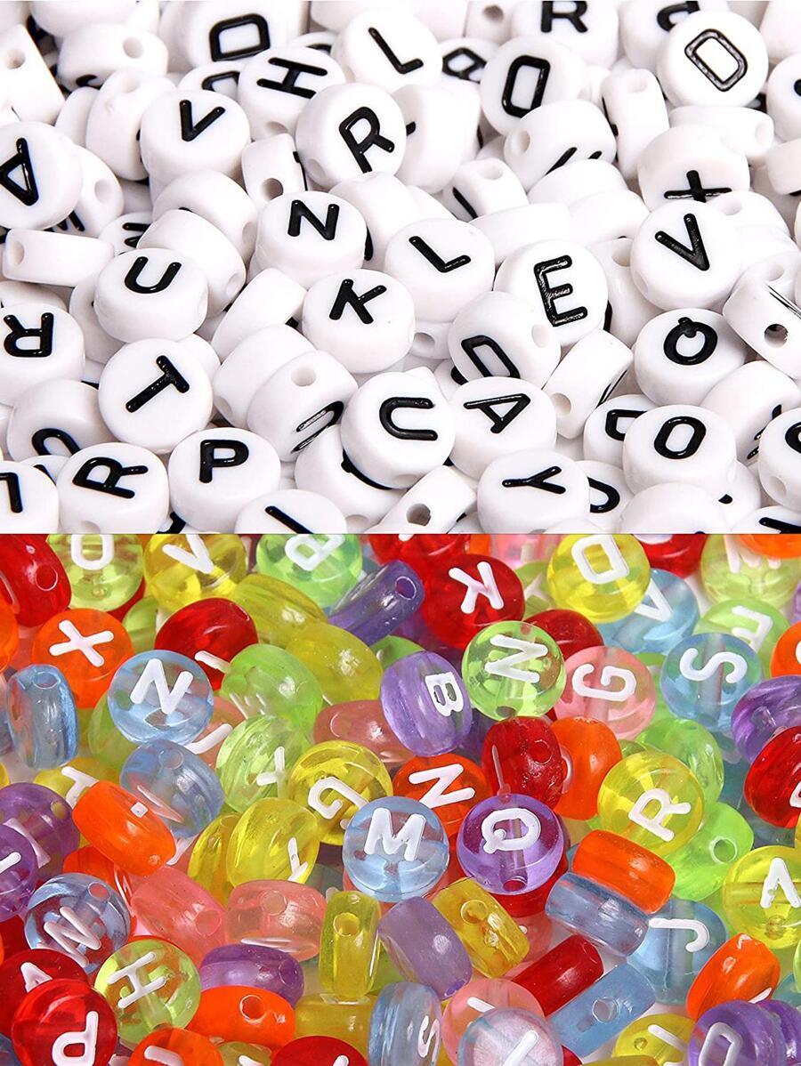 700pcs 7 Colors Round Letter Beads Acrylic Alphabet Number Beads for ...