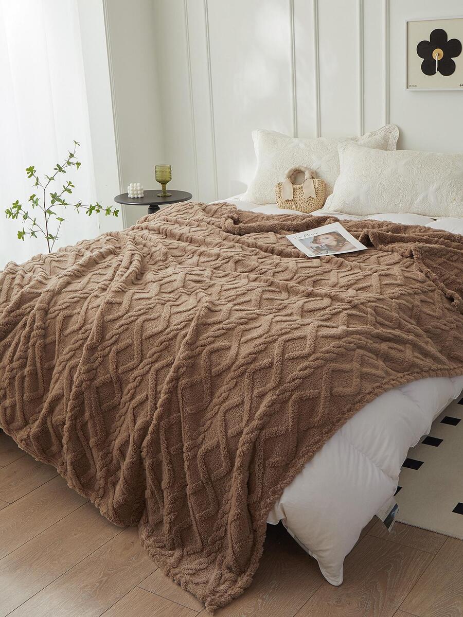 1pc Solid Color Blanket, Minimalist Plain Woven Fabric Multi-size Warm ...