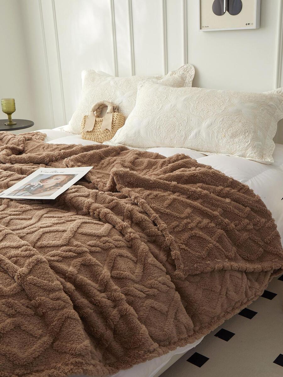 1pc Solid Color Blanket, Minimalist Plain Woven Fabric Multi-size Warm ...