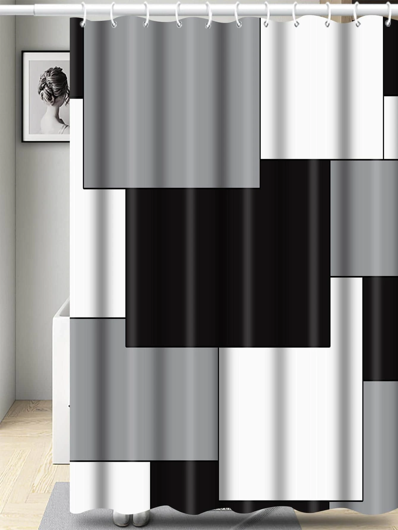 Geometric Pattern Shower Curtain | SHEIN USA