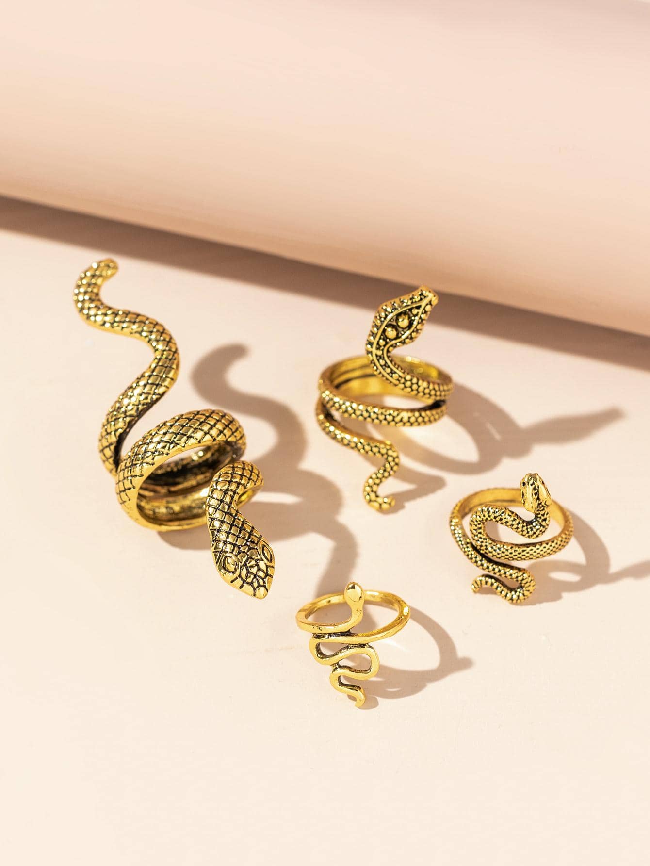 4pcs/set Snake Design Wrap Ring | SHEIN USA