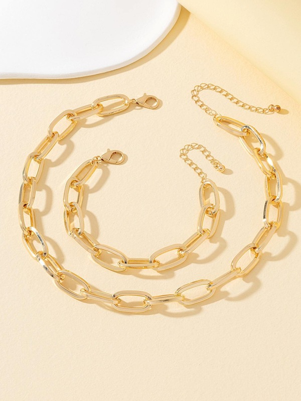 2pcs/set Minimalist Chain Jewelry Set | SHEIN USA
