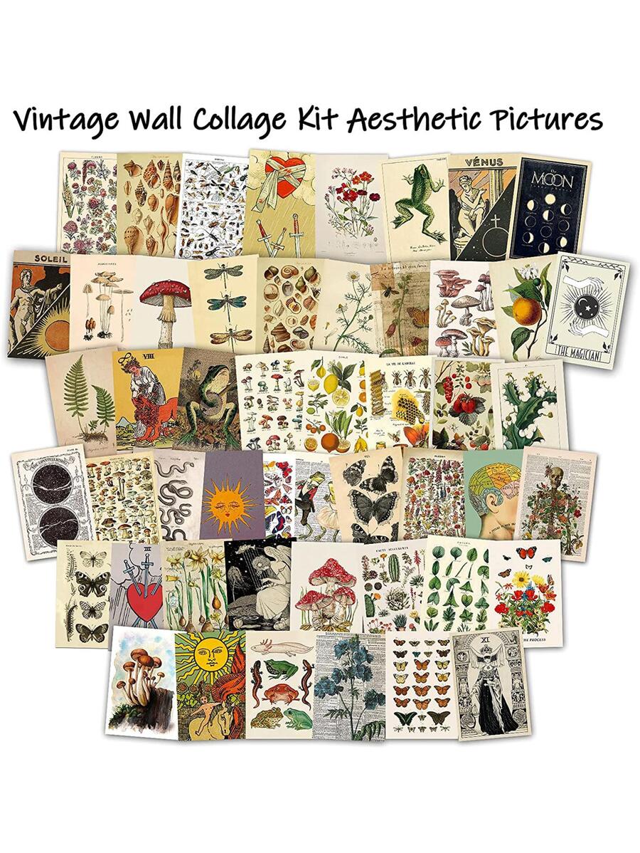 50pcs Vintage Wall Collage Kit, Aesthetic Picture Room Decor For ...