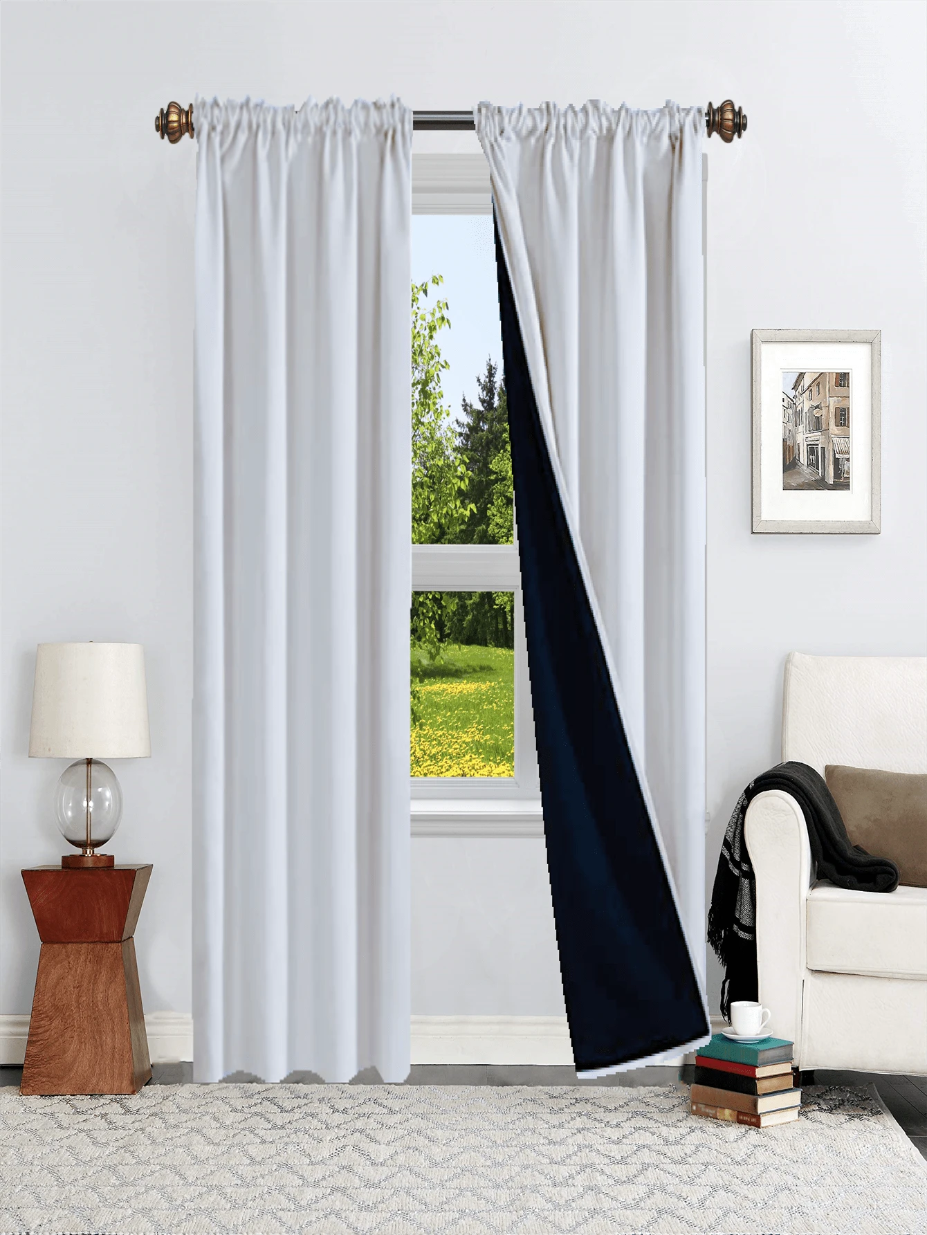 Solid Color Single Panel Curtain, Minimalist Polyester Single Panel ...