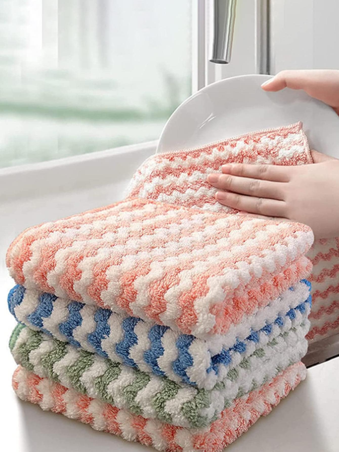 9pcs/set Polyester Cleaning Cloth, Modern Reusable Cleaning Rag For ...