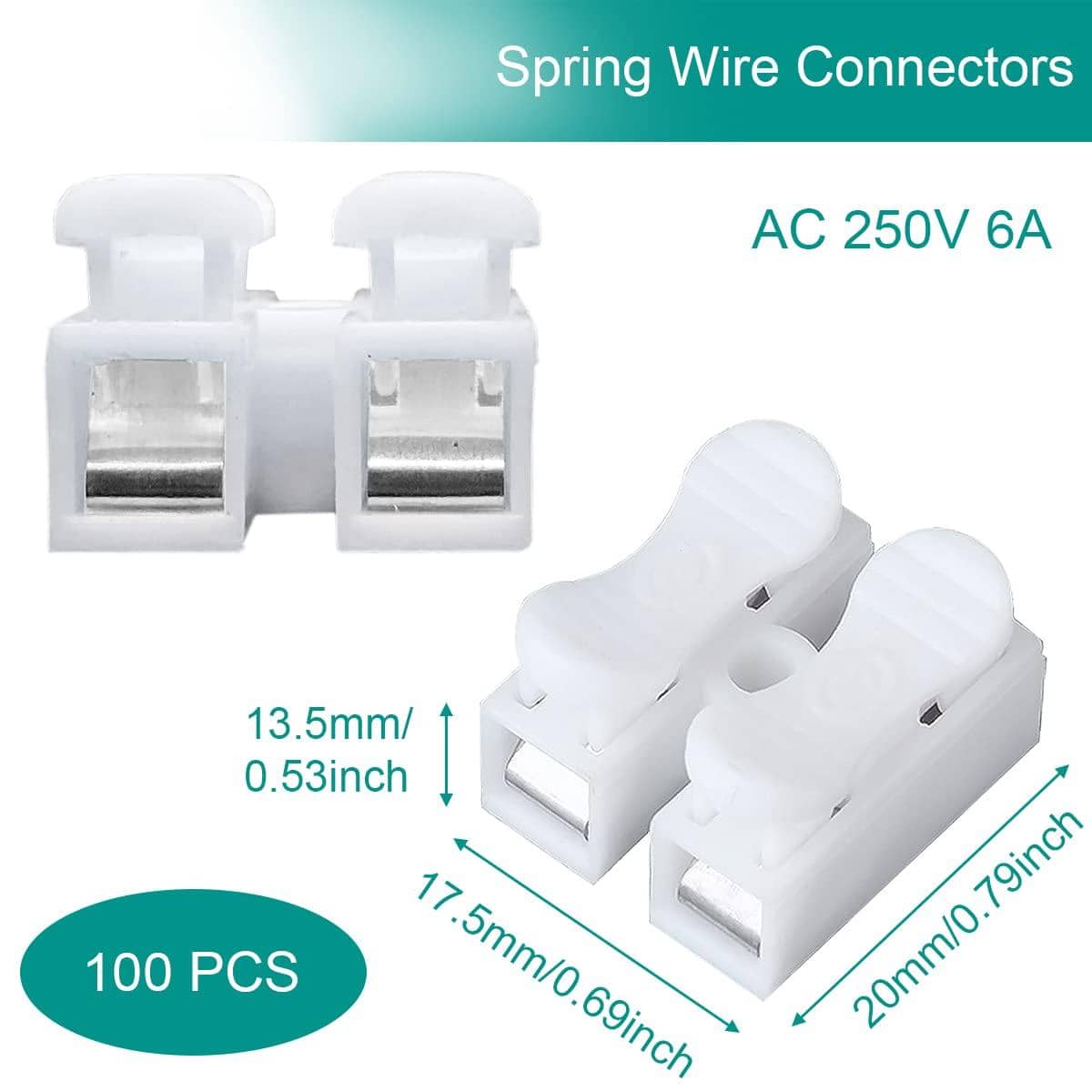 100pcs/set Plastic Spring Wire Connector, Minimalist White Cable Sleeve ...