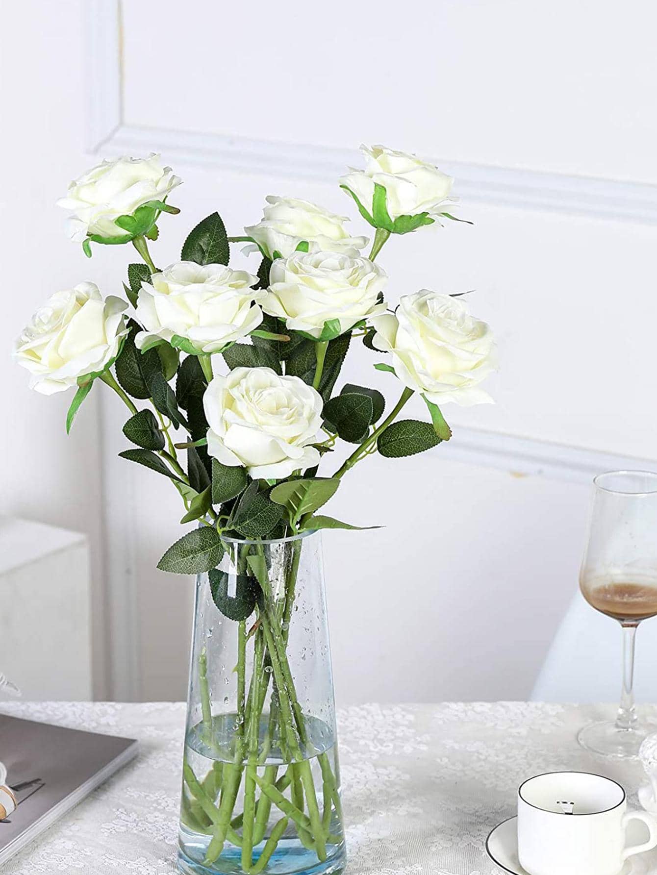 2/5/11 Bouquets Artificial Silk Flowers Realistic Roses Bouquet Long ...