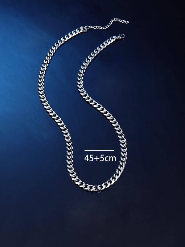 1pc Simple Stainless Steel Chain Men's Chain Necklace Daily Gift, For ...