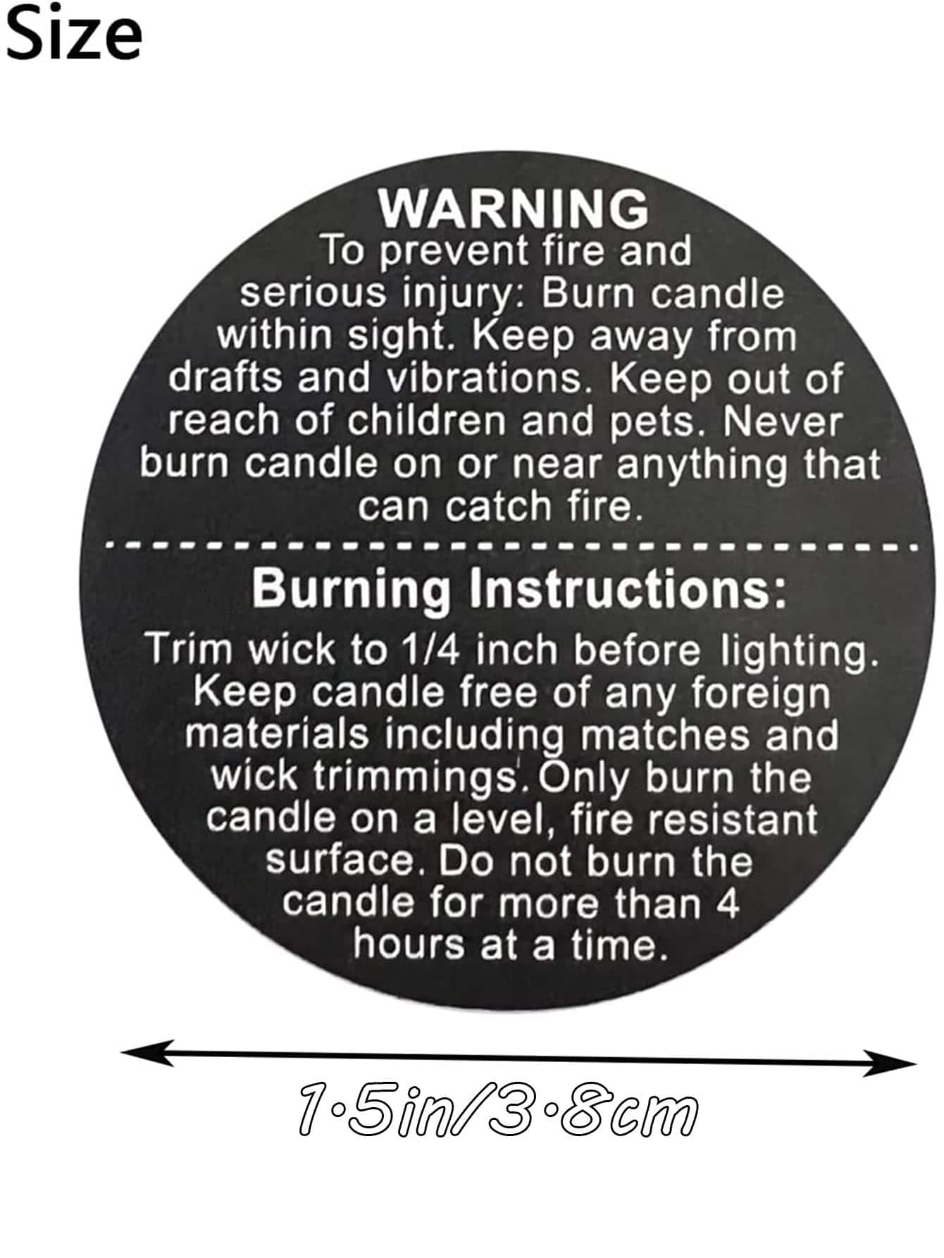 500pcs Candle Warning Labels,1.5inch Round Candle Safety Labels Sticker ...