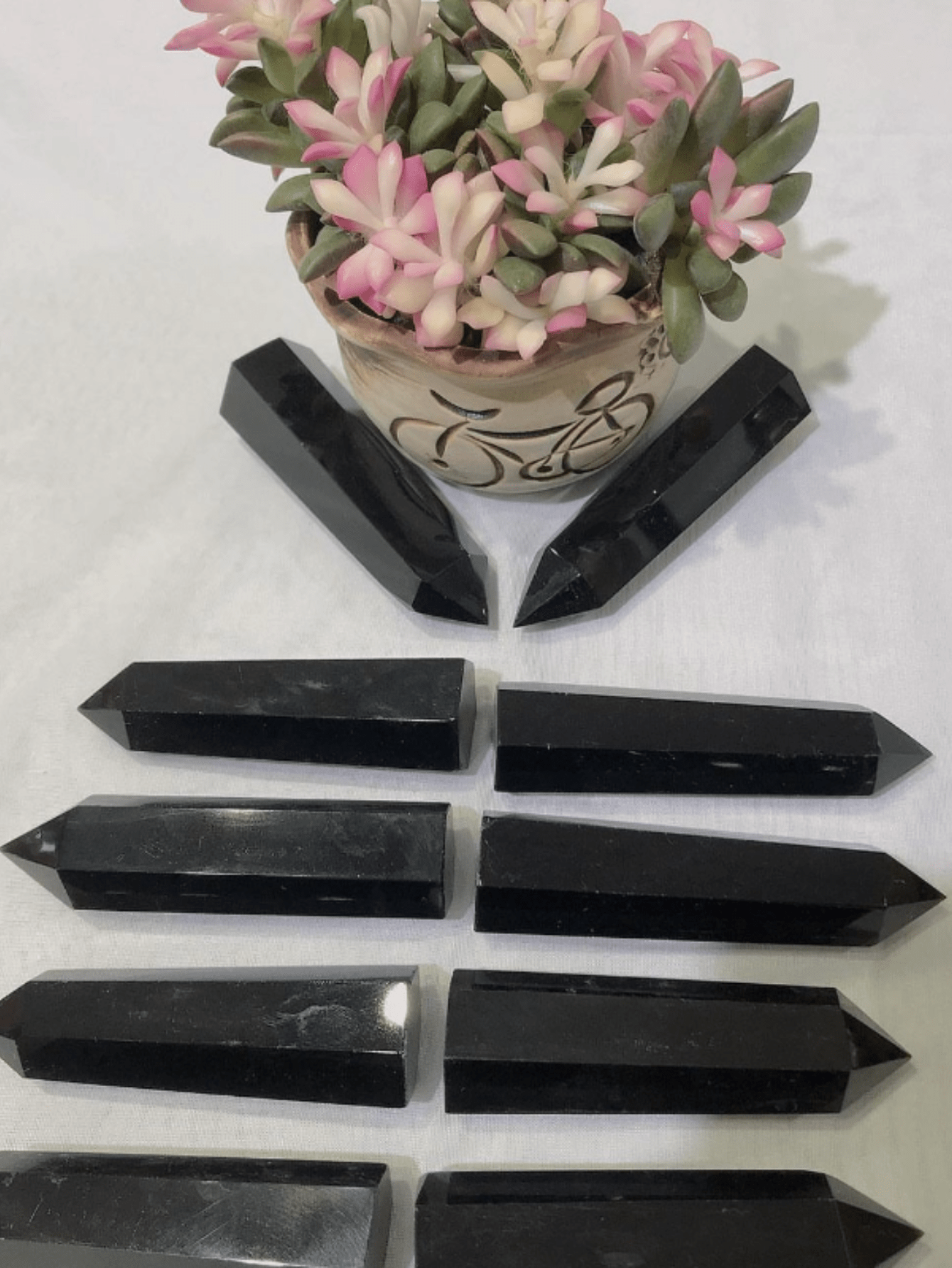 1pc Natural Black Obsidian Healing Crystal Wand 7-10 CM Crystal Tower 6 ...