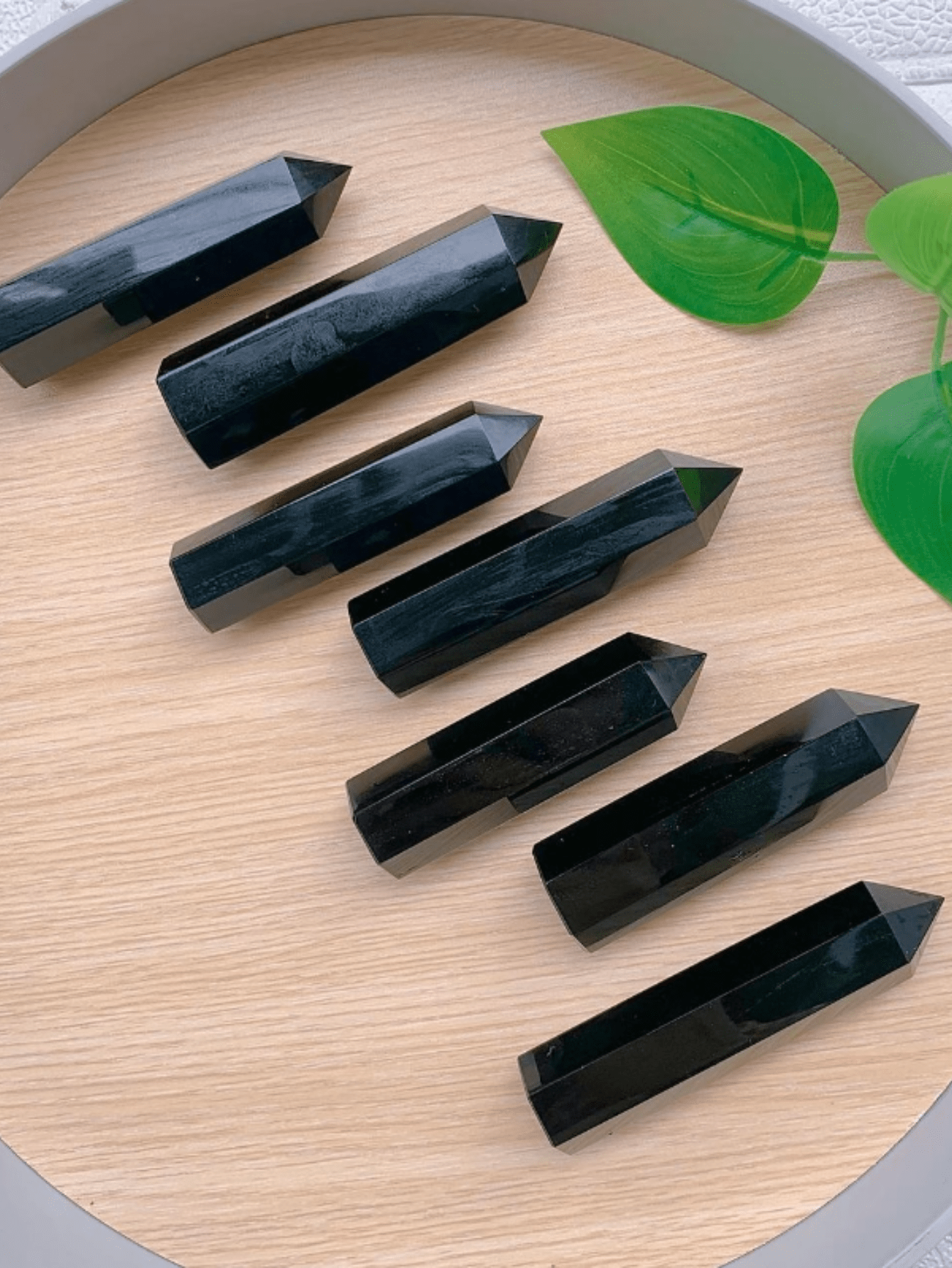 1pc Natural Black Obsidian Healing Crystal Wand 7-10 CM Crystal Tower 6 ...