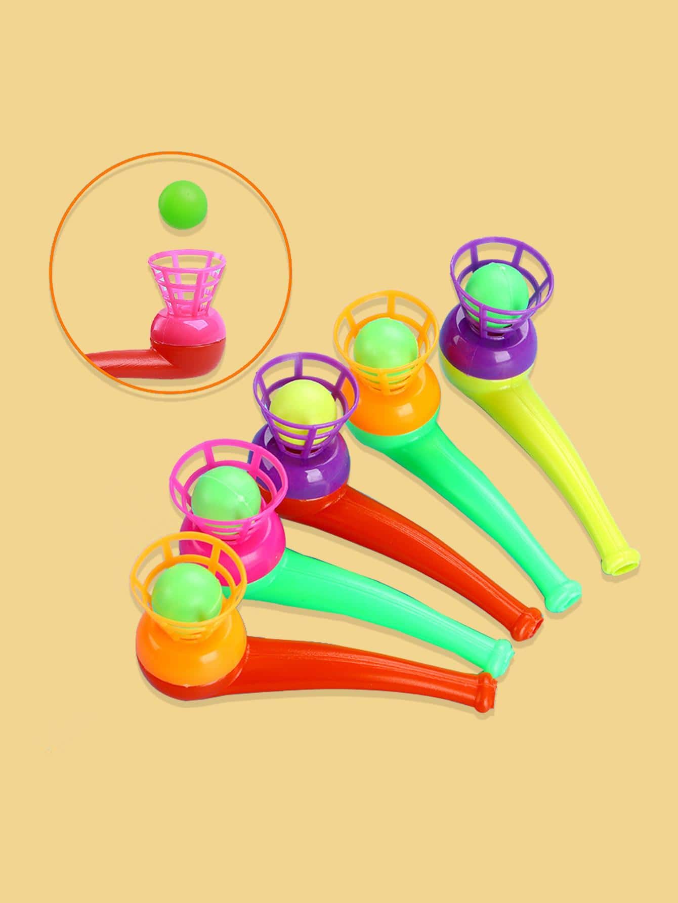 5pcs/Set Plastic Random Blow Pipe Ball, Funny Pipe Blowing Suspended ...