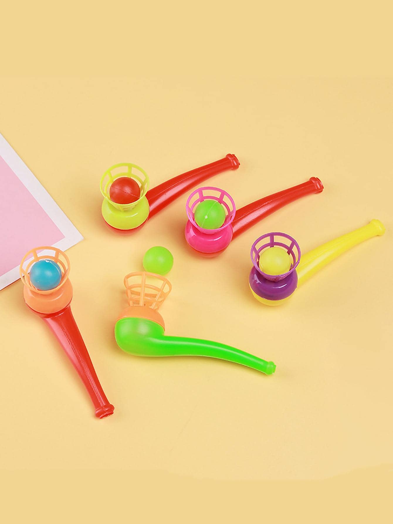5pcs/Set Plastic Random Blow Pipe Ball, Funny Pipe Blowing Suspended ...