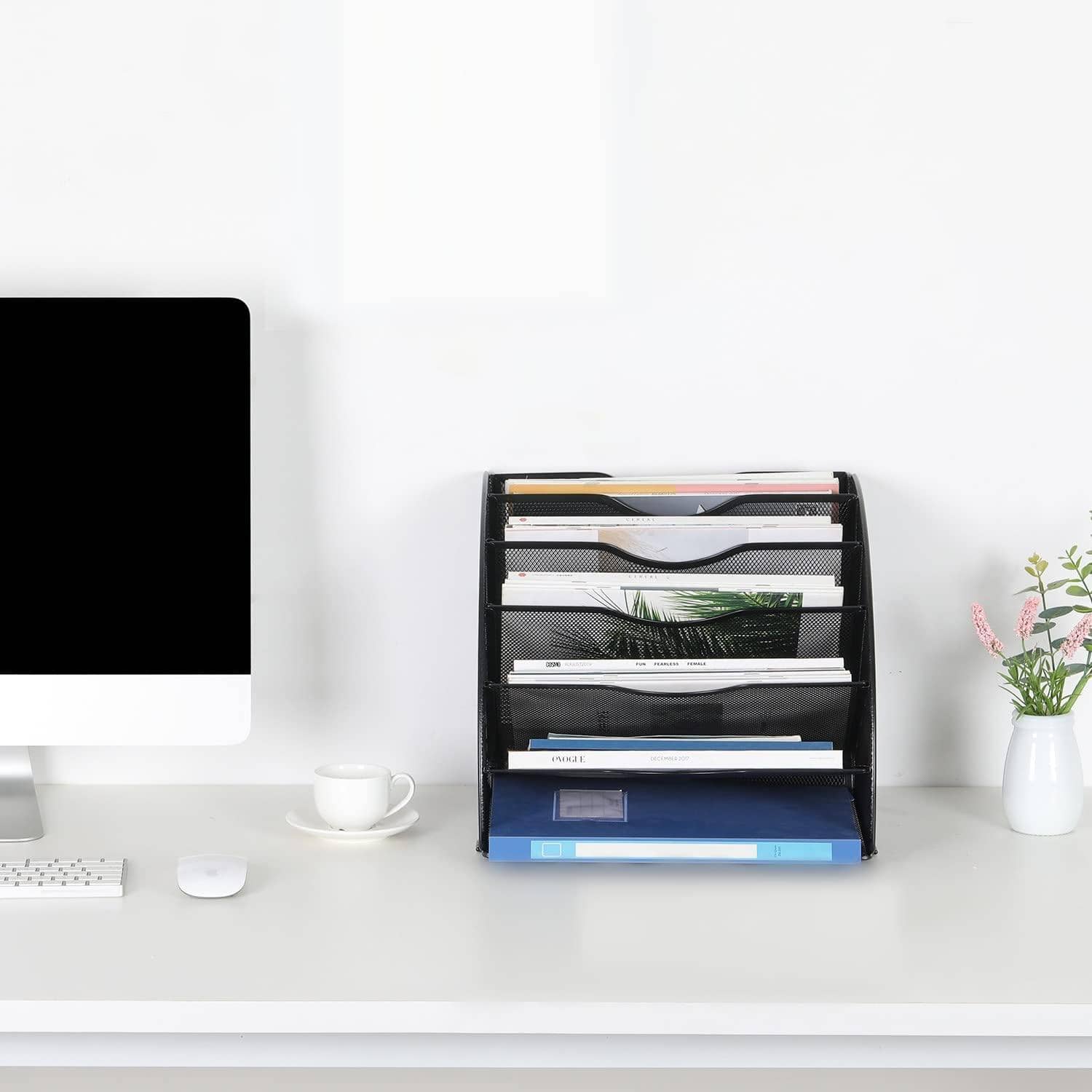 desktop organizer 6 compartments, desk organizer, magazine file holder ...