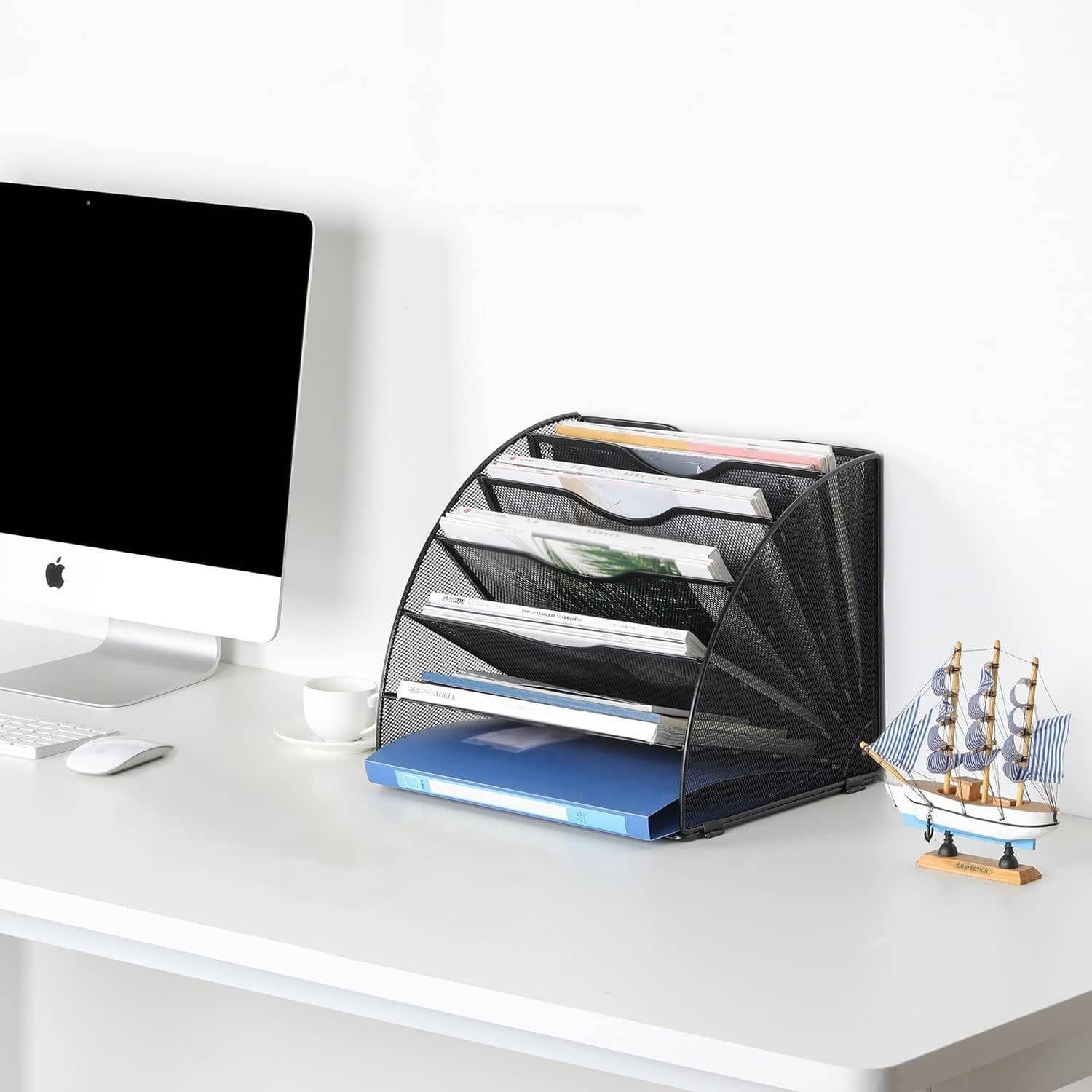 desktop organizer 6 compartments, desk organizer, magazine file holder ...