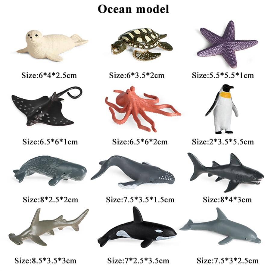 1set Small Ocean Model Turtle Starfish Whale Shark PVC Lovely Miniature ...