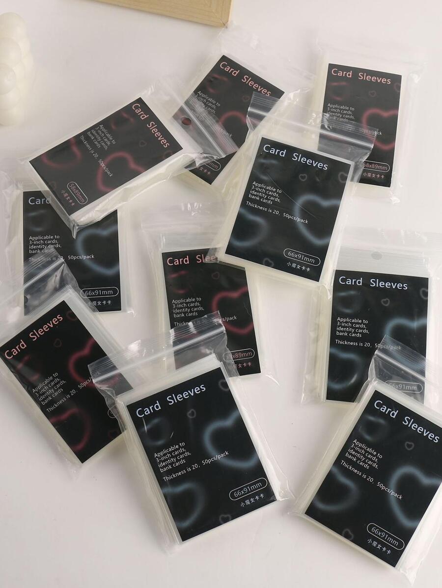 50pcs Clear Card Cover, Simple Portable Plastic Card Sleeves For ...