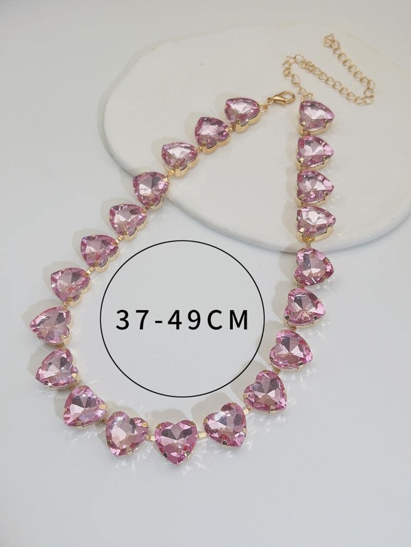 Rhinestone Heart Decor Necklace | SHEIN USA