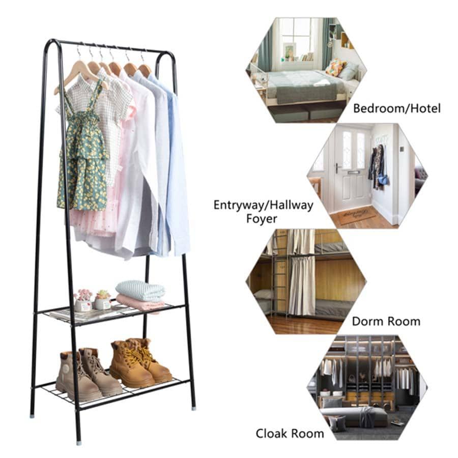 WEKITY 2-Tier Clothes Rack, Clothes Rack with Shelves, Industrial Pipe ...