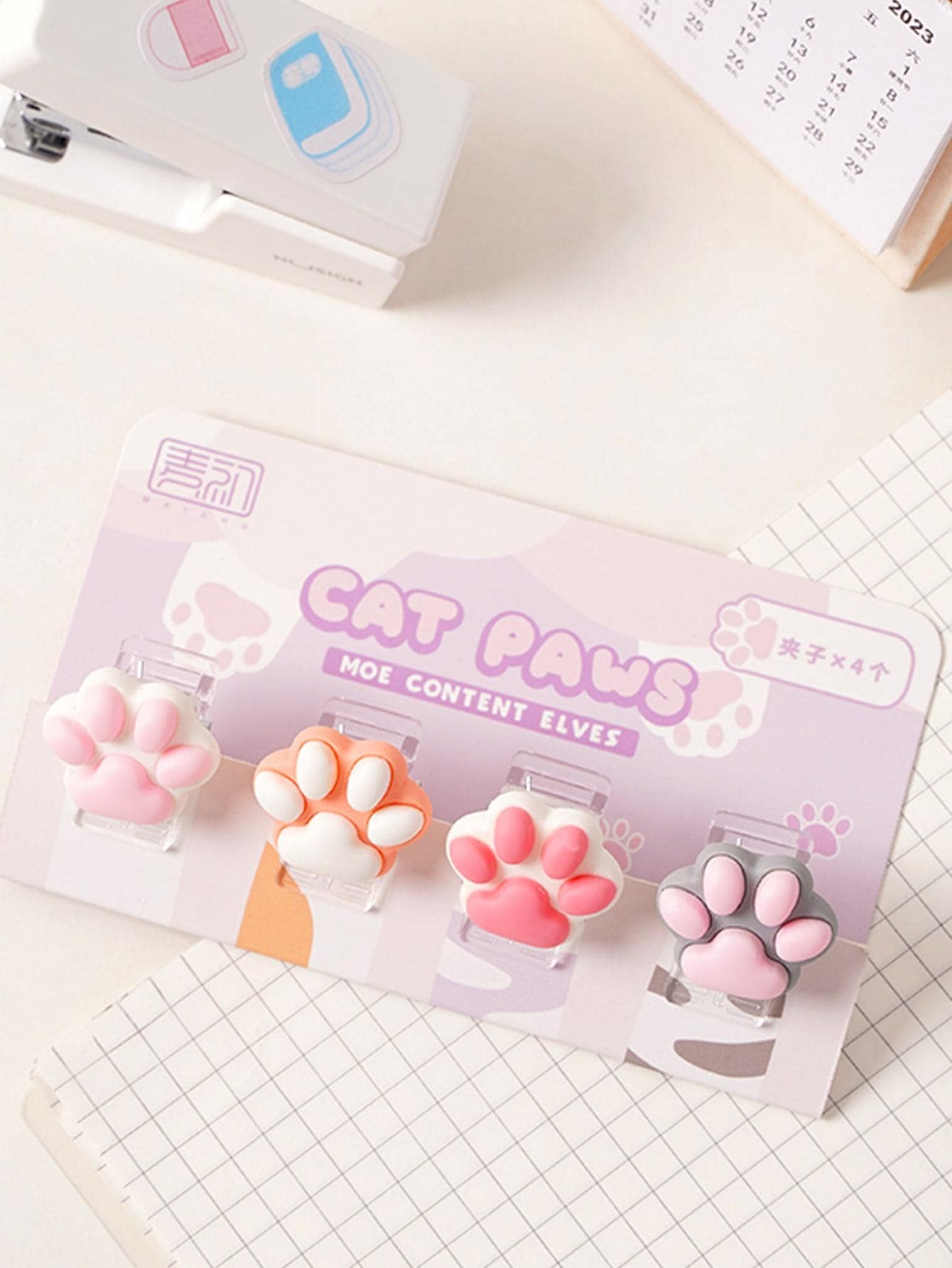 4pcs Cat Paw Decor Binder Clip, Cute Portable Multi-purpose Binder Clip ...