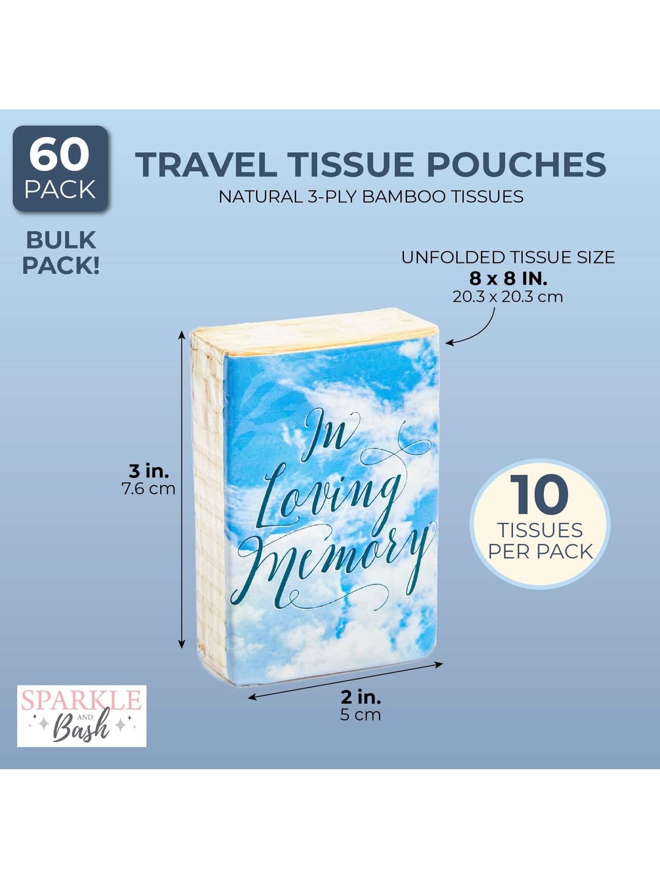 60 Pack Funeral Facial Tissues for Guests, Pocket Size Memorial Service ...