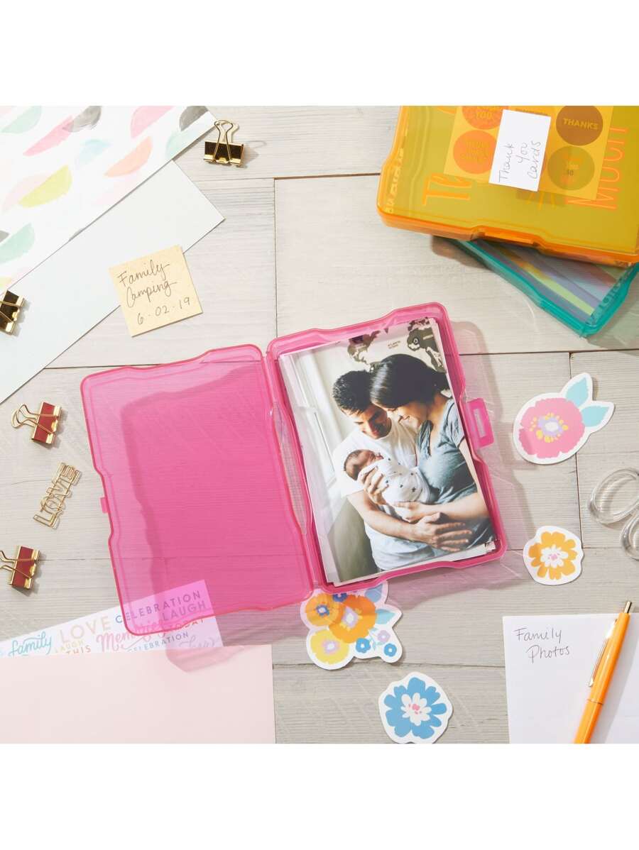 Rainbow Photo Storage Boxes for 4x6 Inch Pictures with 20 Blank Labels ...