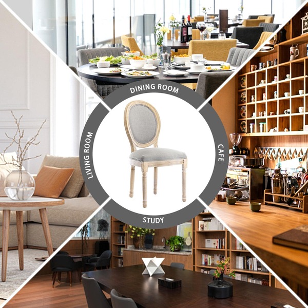 HomeMiYN Set of 2 Upholstered Mid Century Dining Chairs with Round Back ...