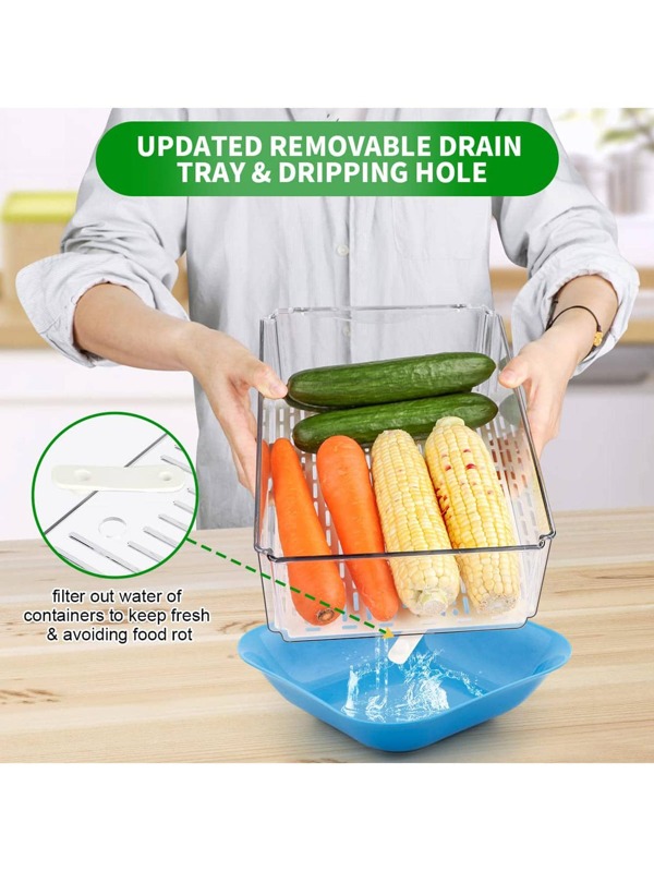 8 Pack Fridge Organizer with Egg Holder, Stackable Refrigerator ...