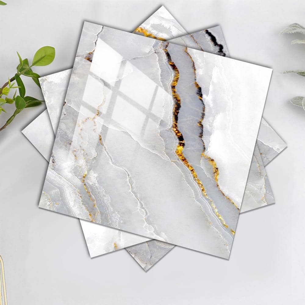 10pcs/set PVC Floor Sticker, Nordic Marble Pattern Removable Floor ...