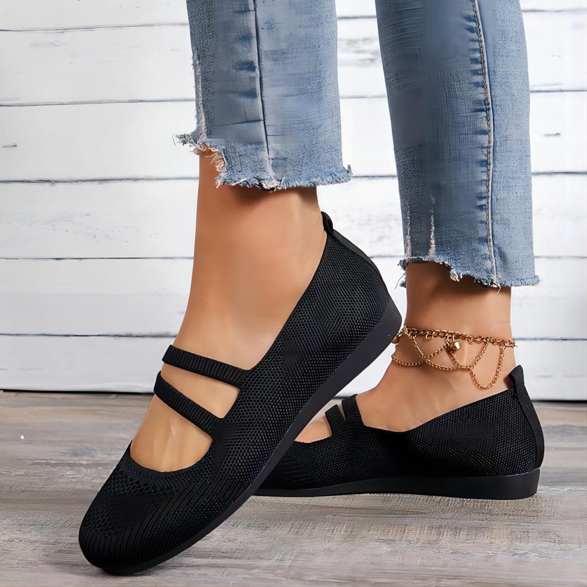 Women Minimalist Cut Out Slip On Flats, Elegant Black Fabric Flats ...