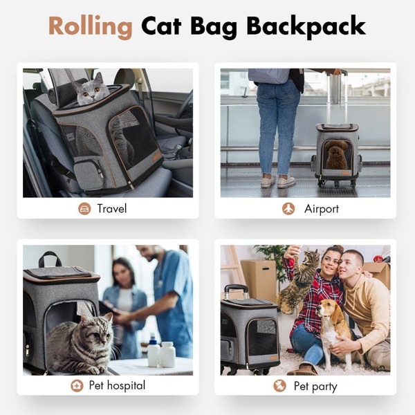Lekereise Dog Backpack with Wheels for Small Cats and Dogs, Rolling Cat ...