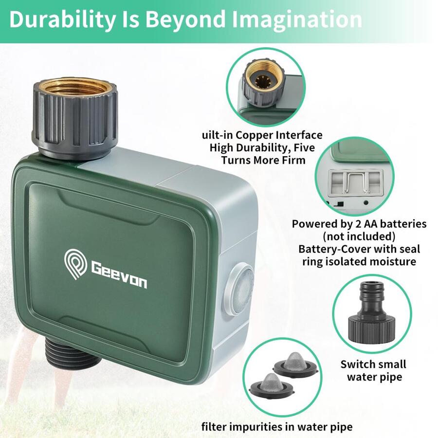 Geevon Bluetooth Sprinkler Timer with Brass Inlet Metal Thread,Smart ...
