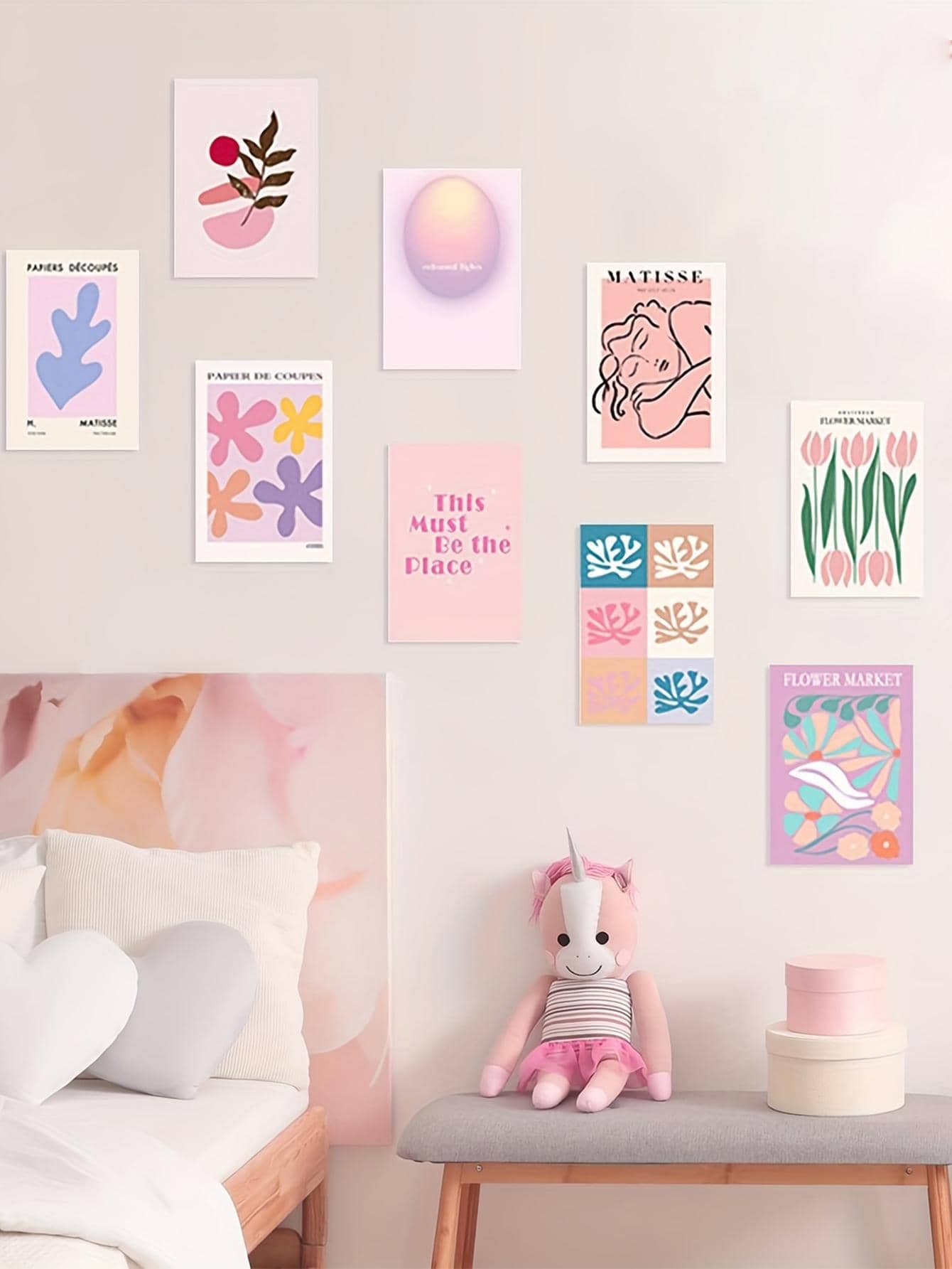 50pcs Danish Pastel Room Decor Aesthetic Wall Decor For Bedroom, Danish Pastel Wall Decoration ...