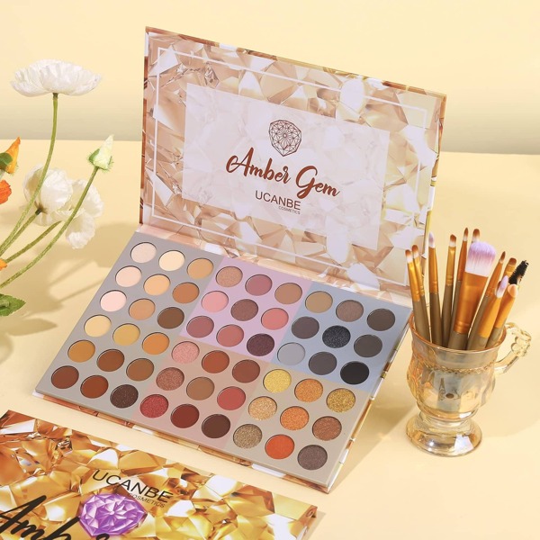 54 Color Eyeshadow Makeup Palette + 15 PCS Eye Brushes Set ...