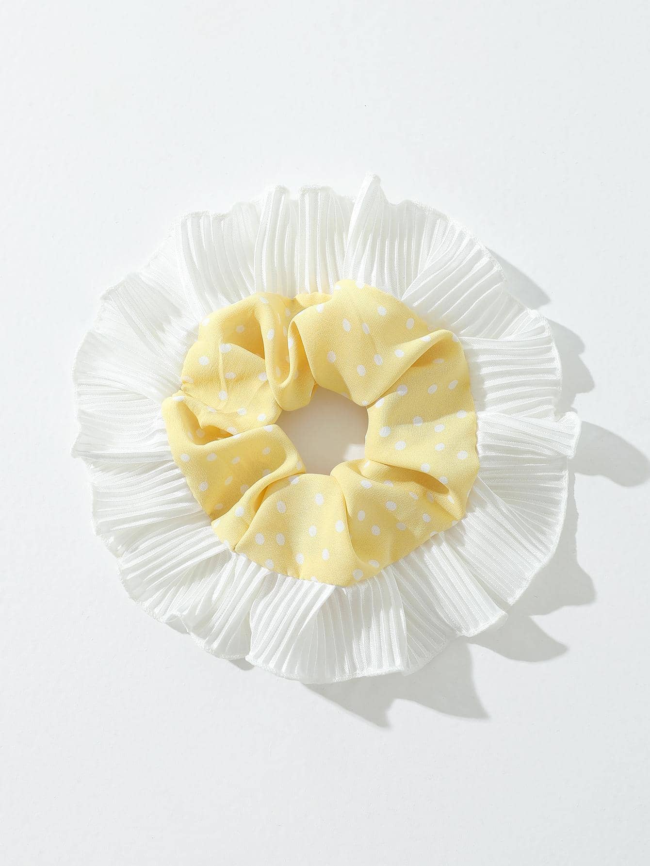 Polka Dot Print Pleated Scrunchie | SHEIN USA