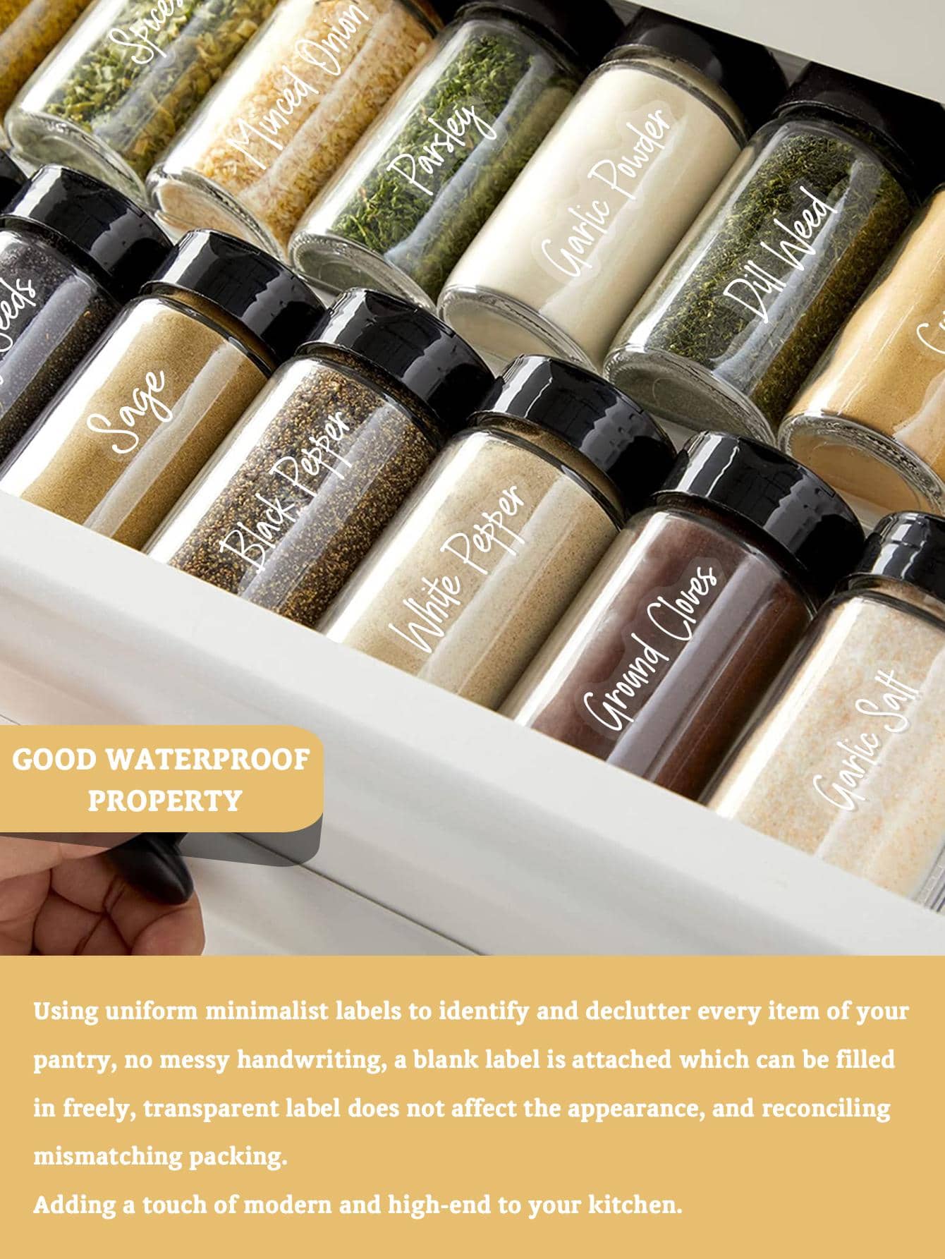 136pcs Spice Labels - Clear Spice Jar Labels Preprinted For Seasoning ...