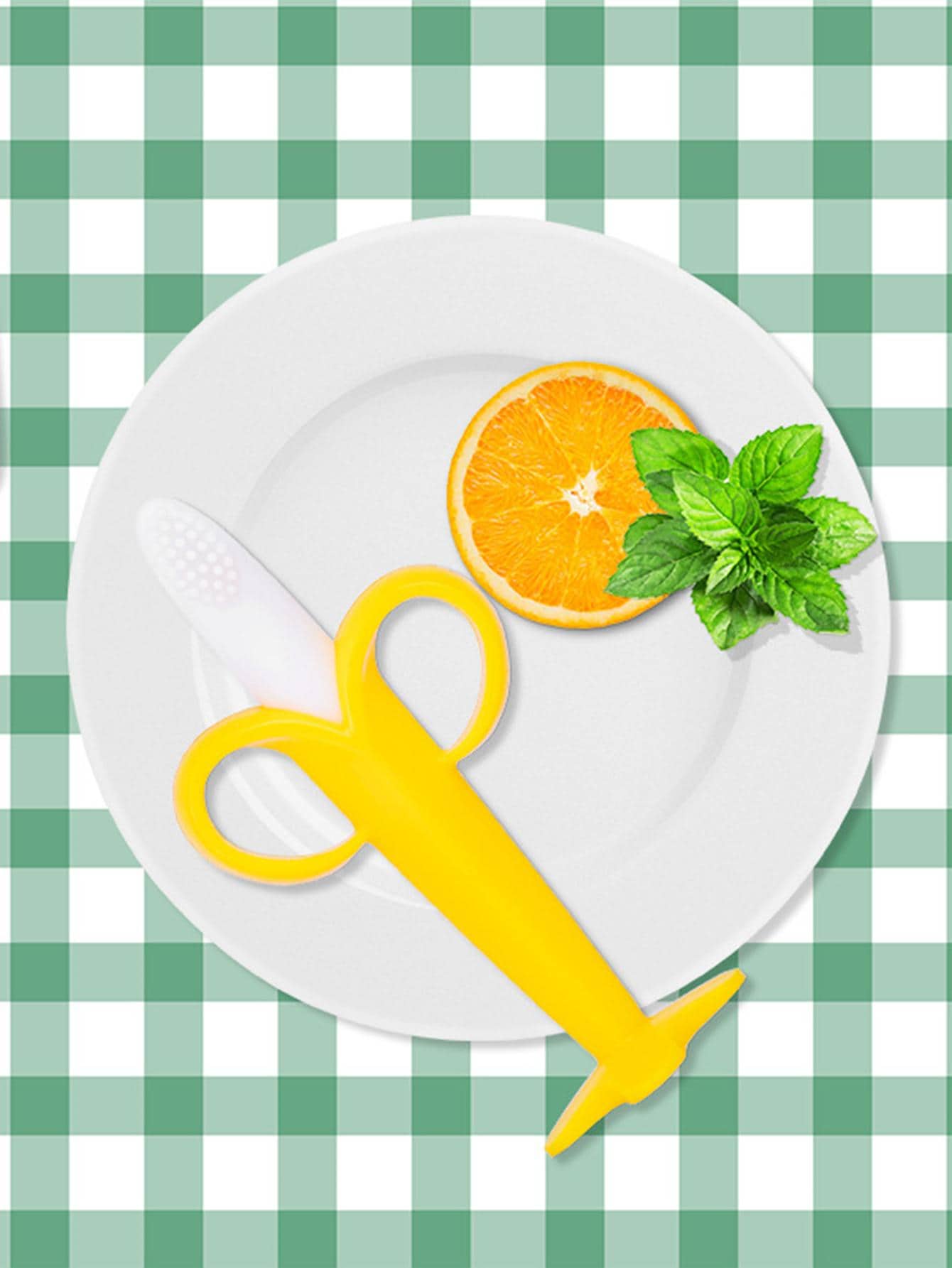 1pc Baby Silicone Training Toothbrush, Banana Shape Safe Toddle Teether ...