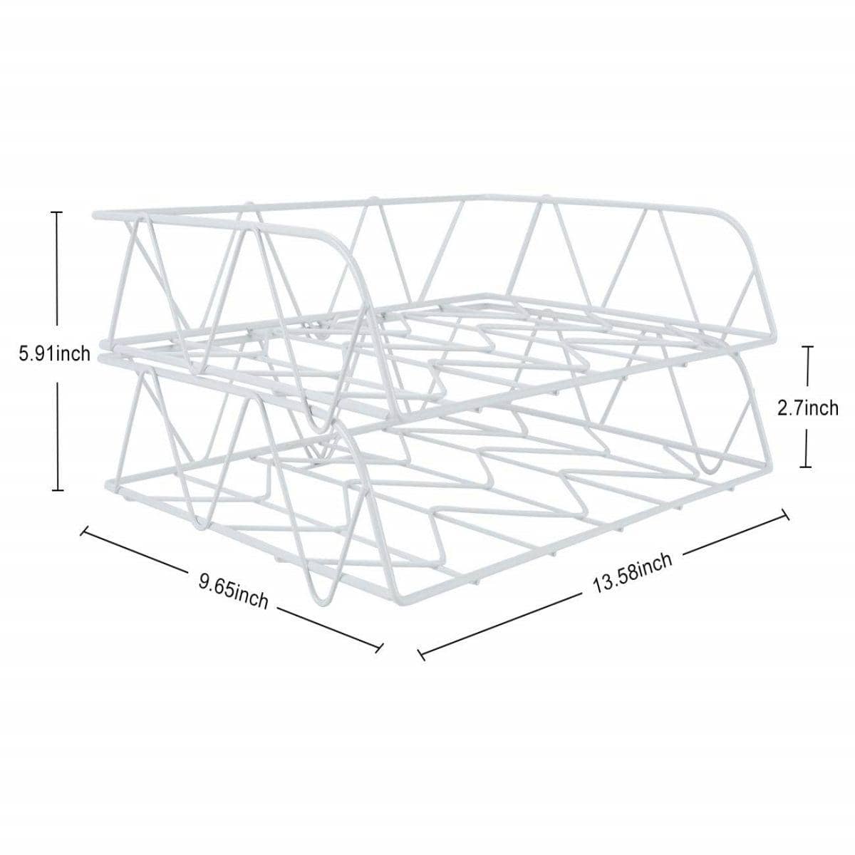 Desktop File Organizer Metal Stackable Letter Tray Paper Holder Rack, 2 ...