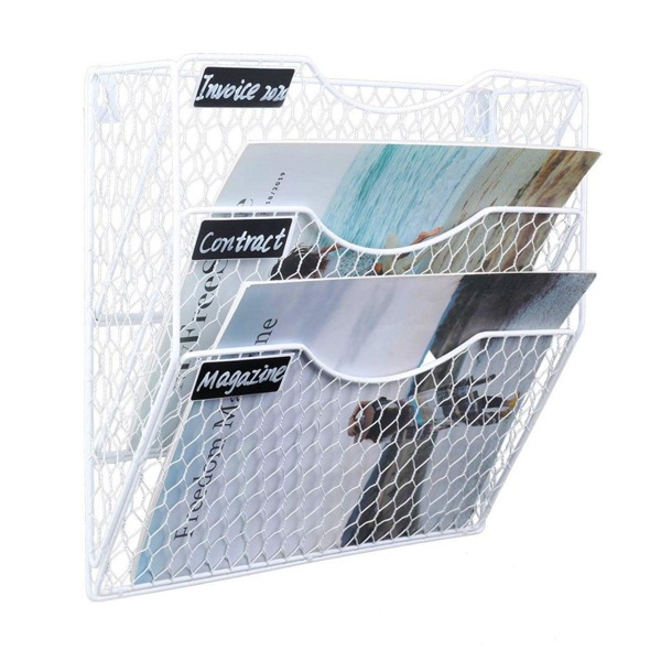 Hanging Wall File Holder Mail Organizer Metal Chicken Wire Document ...
