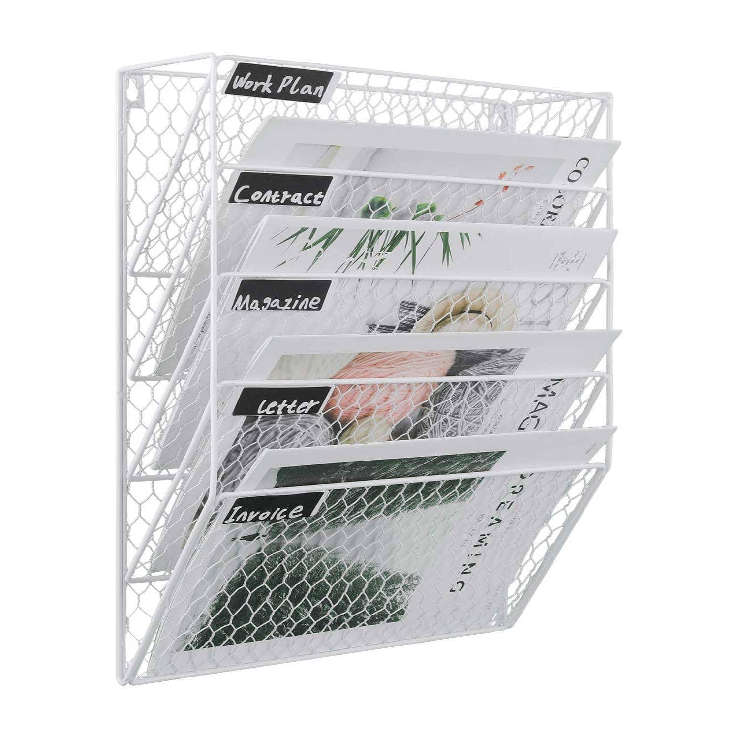 5 Tier Wall File Holder Hanging Mail Organizer Metal Chicken Wire Wall ...