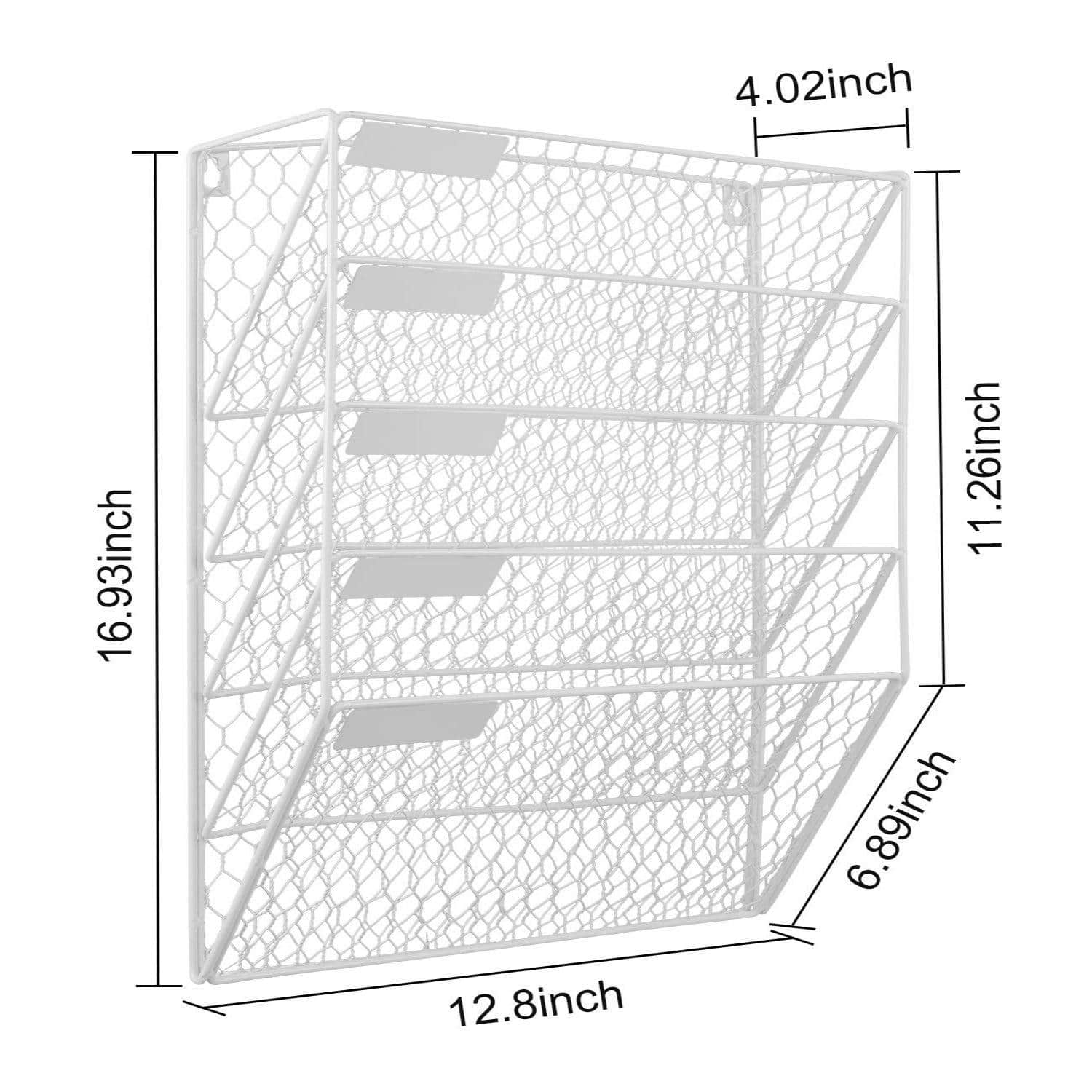 5 Tier Wall File Holder Hanging Mail Organizer Metal Chicken Wire Wall ...