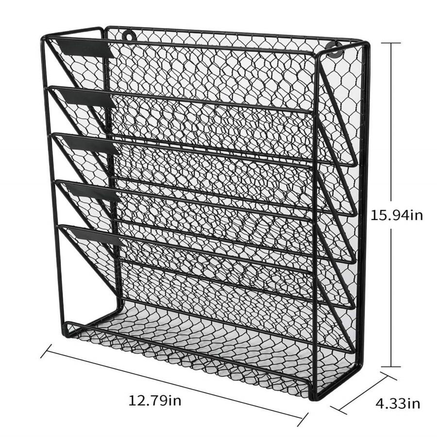 Hanging Wall File Holder Mail Organizer Metal Chicken Wire Wall Mounted ...